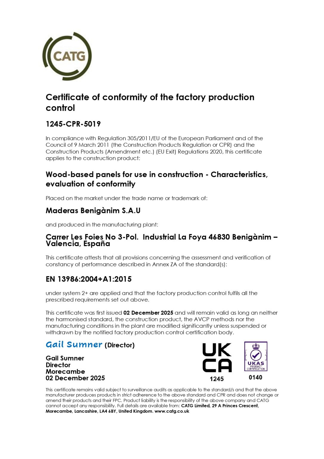 Mabesal Certifications | FSC, PEFC, CARB-EPA, EPA-TSCA
